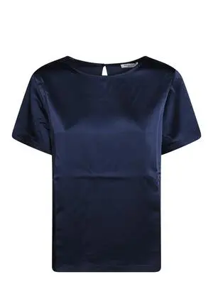 Max Mara MAX MARA WEEKEND Satin-Effect Crewneck T-Shirt Blu