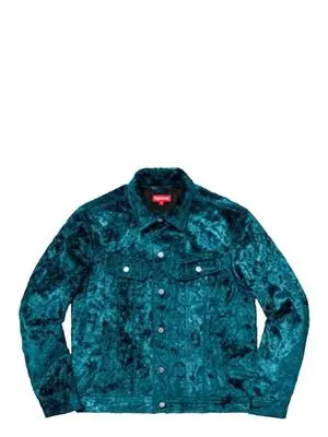 Supreme Fuzzy Pile Trucker Jacket - Teal/black