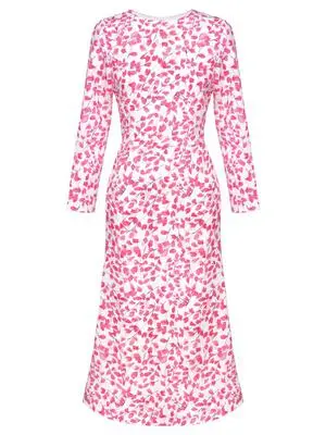 POST MERIDIEM Long Sleeve Printed Midi Dress - Red