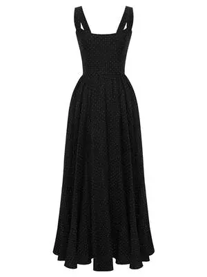 POST MERIDIEM Sweetheart Sequined Midi Dress - Black