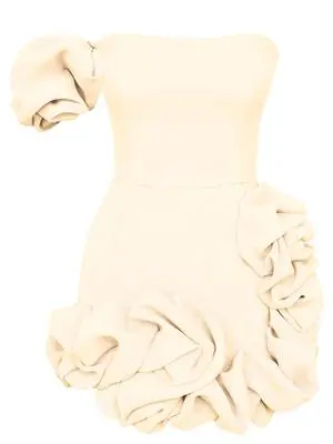 POST MERIDIEM Cream One-shoulder Bustier Mini Dress - White