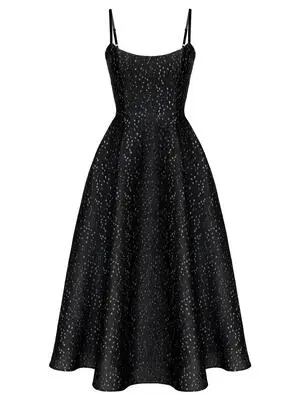 POST MERIDIEM Jacquard Gold Flecks Bustier Dress - Black