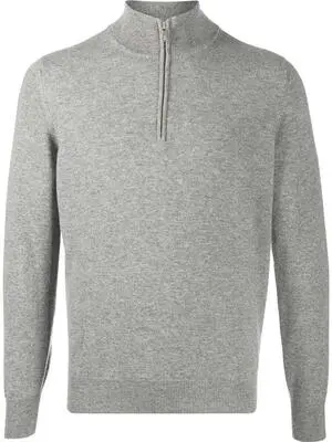 Brunello Cucinelli Zip-up Roll Neck Jumper - Gray