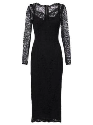 Dolce & Gabbana Lace Midi Dress - Black
