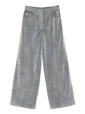 FORTE_FORTE Velvet Finish Wide Leg Trousers - Grey