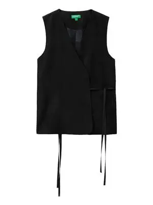 BENETTON Wrap-style Tie-fastening Waistcoat - Black
