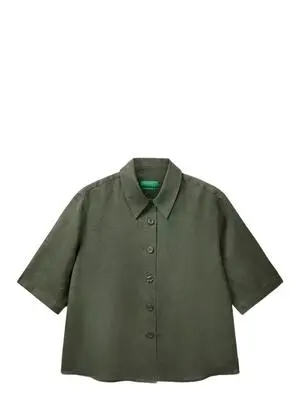 BENETTON Short-sleeved Boxy-fit Shirt - Green