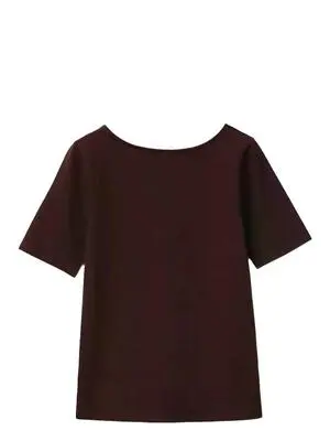 BENETTON Scoop Neck Short Sleeve T-shirt - Brown