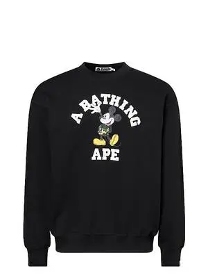 A BATHING APE X Disney Mickey Mouse Graphic Cotton-jersey Sweatshirt - Black