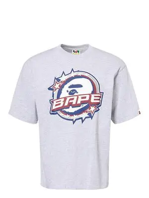 A BATHING APE Twin Sta Logo Relaxed Graphic Cotton-jersey T-shirt M Grey