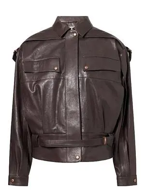 Magda Butrym Belted Patch-pocket Leather Jacket - Brown