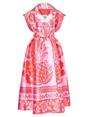ARAM Floral-print Belted Satin Maxi Dress - Pink