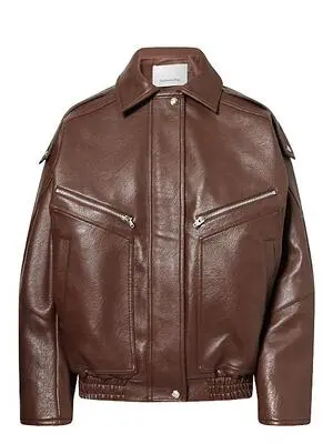 THE FRANKIE SHOP Hudson Faux-leather Bomber Jacket - Brown