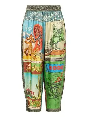 ALEMAIS Printed Tapered Silk Twill Trousers - Multi