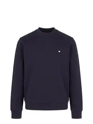 Emporio Armani S Cotton-blend Logo Crewneck Sweatshirt - Blu