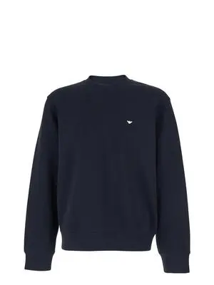 Emporio Armani S Cotton-blend Logo Crewneck Sweatshirt - Blu