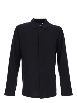 Emporio Armani Long Sleeve Knit Polo Shirt - Blue