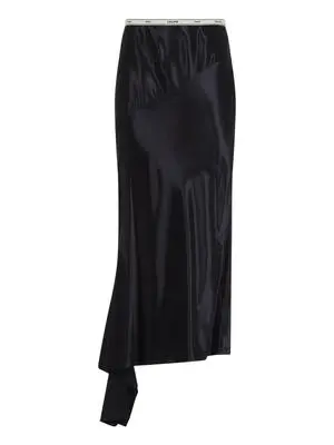 Celine Asymmetrical Satin-effect Skirt - Black