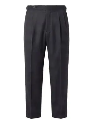 BOSS BLACK Pleated Tapered Wool Trousers - Black