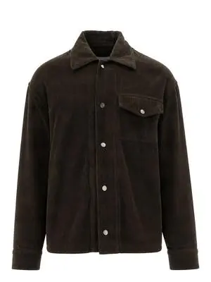 PAOLO PECORA Corduroy Shirt Jacket With Snap Button Front - Castoro