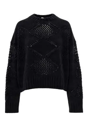 Liu Jo Openwork Knit Crewneck Sweater - Nero