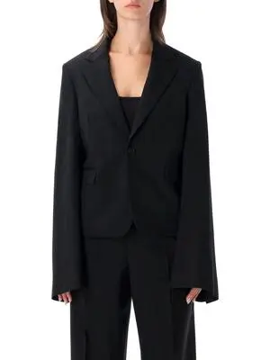 JW Anderson Wool Tailored Blazer With Cape Sleeves - Nero
