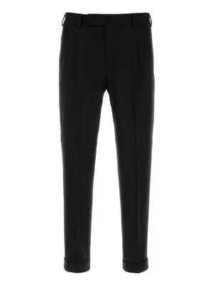 PT TORINO Tailored Wool Blend Stretch Pants - Black