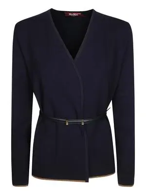 Max Mara MAX MARA STUDIO Milan-Knit Belted Cardigan Blu