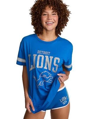 Pink Nfl Collection Campus Cotton Bling Tee - Blue
