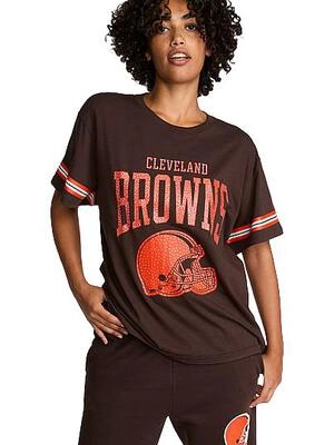 Pink Nfl Collection Campus Cotton Bling Tee - Brown