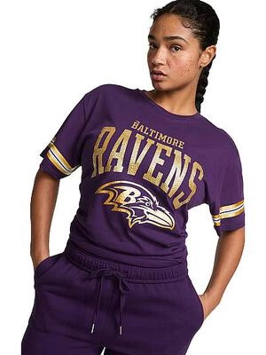 Pink PINK NFL Collection Campus Cotton Bling Tee Purple