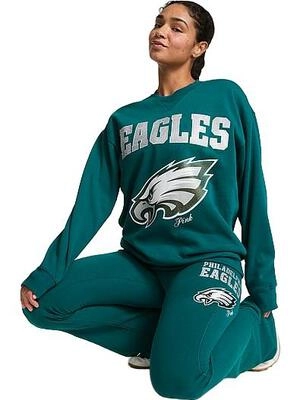 Pink PINK NFL Collection Campus Crewneck Sweatshirt With Embellishments Blue