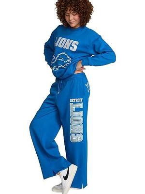 Pink Nfl Collection Campus Fleece Bling Wide-leg Sweatpants - Blue