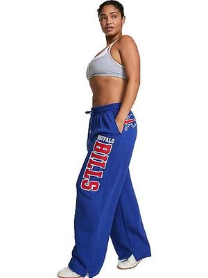 Pink Nfl Collection Campus Fleece Bling Wide-leg Sweatpants - Blue