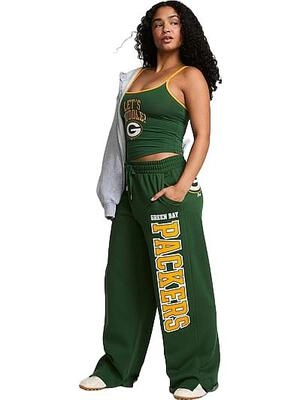 Pink PINK NFL Collection Campus Fleece Bling Wide-Leg Sweatpants Green