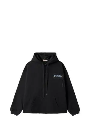 Marni Cropped Logo Hoodie - Black