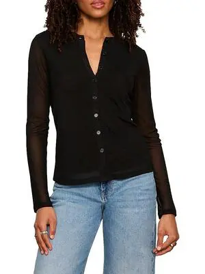 Sanctuary Knit Mesh Long Sleeve Cardigan - Black