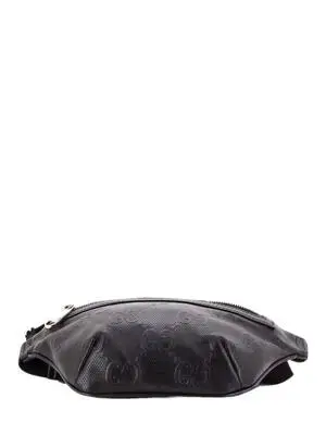 Gucci Gg Embossed Perforated Leather Belt Bag - Black