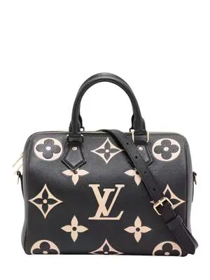 LOUIS VUITTON Monogram Empreinte Giant Speedy Bandouliere 25 Satchel - Black