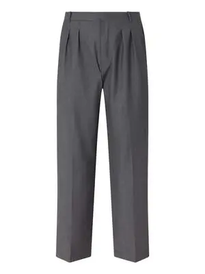 THE ROW Tavel Wide-leg Pleated Wool-fresco Trousers - Gray