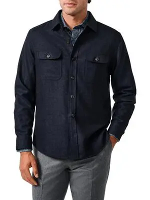 David Donahue Moore Wool Overshirt Navy