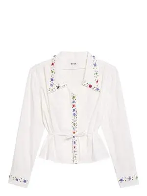 BODE Button Jar Embellished Cotton Shirt - White Multi