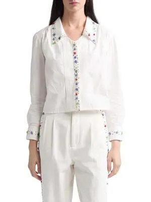 BODE Button Jar Embellished Cotton Shirt - White Multi