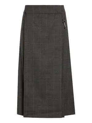 Simone Rocha Glen Plaid Stretch Wool Midi Kilt Skirt - Peat