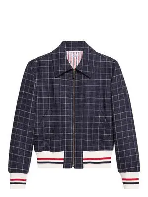 Thom Browne Windowpane Tweed Bomber Jacket - Navy