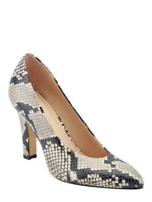 Marc Fisher Mllianne Pointed Toe Block Heel Pumps - White Multi