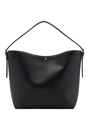 Mango Leather Bucket Bag - Black