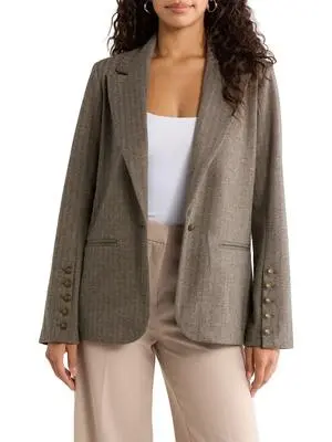 LIVERPOOL Herringbone Tweed Blazer - Brown/multi