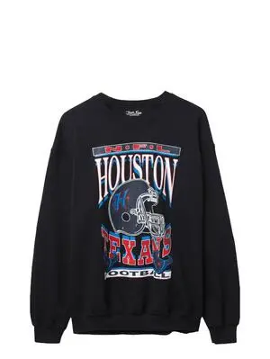 Junk Food Houston Texans Football Helmet Crewneck Sweatshirt - Black