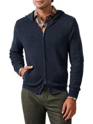 David Donahue Full Zip Merino Wool Hoodie Navy